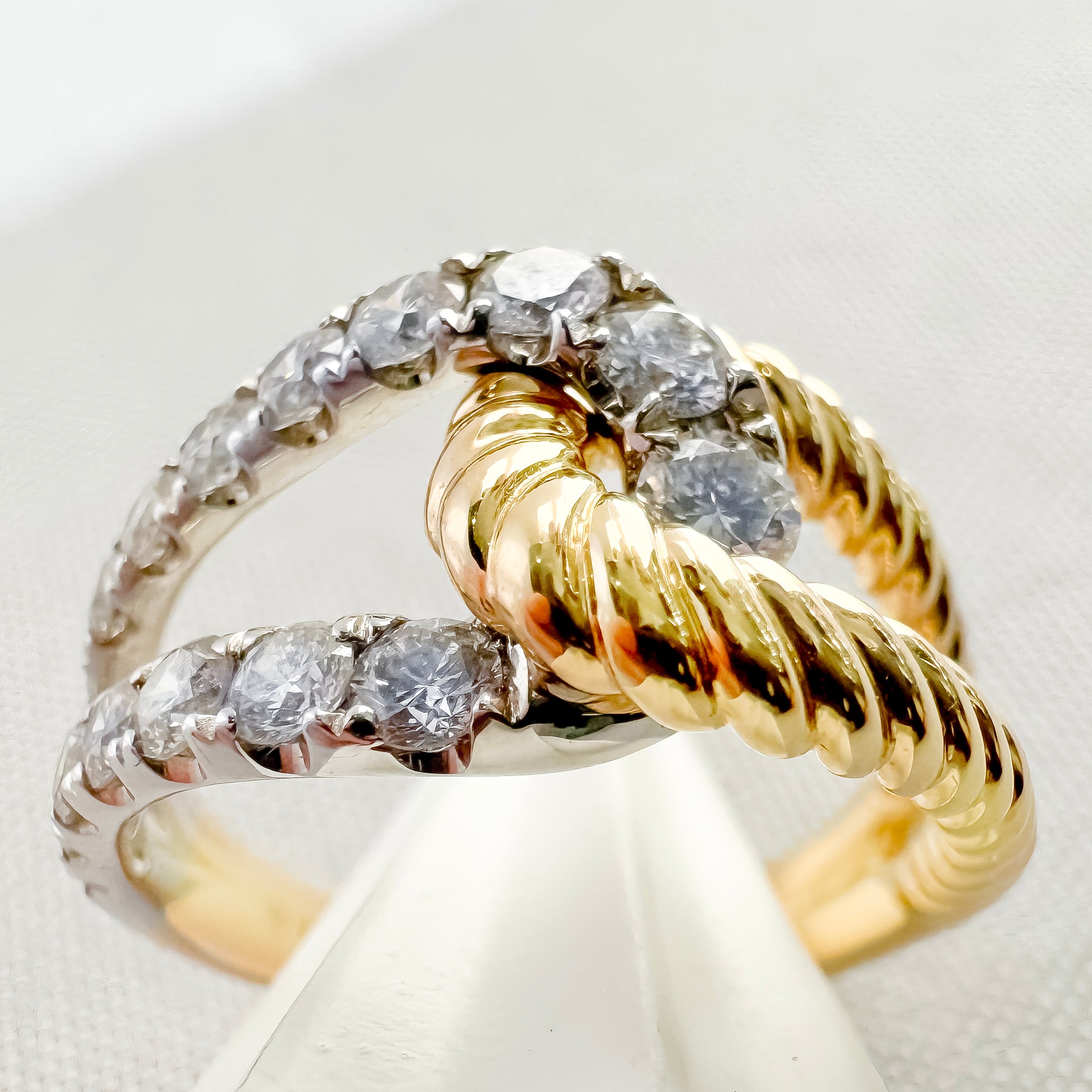 14K Two Tone Diamond & Rope Ring – STRATTONHSV